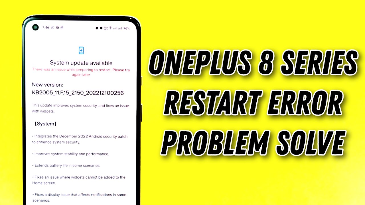OnePlus 8 Series Restart Error Problem Solve - YouTube