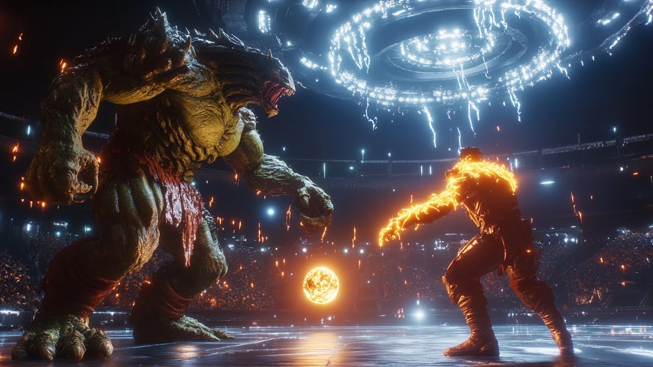 Alien Gladiator Faces a Human and Falls to the Unyielding Power of ...