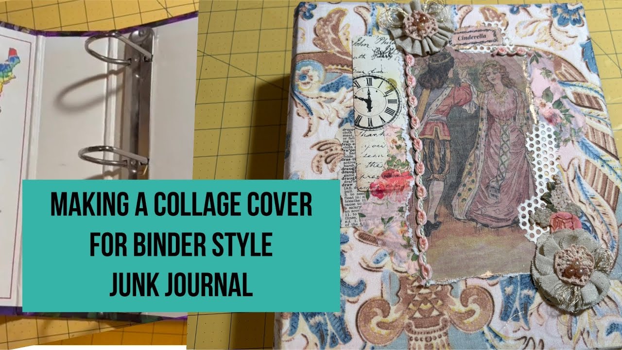 Collaging a beautiful cover for my binder junk journal - YouTube