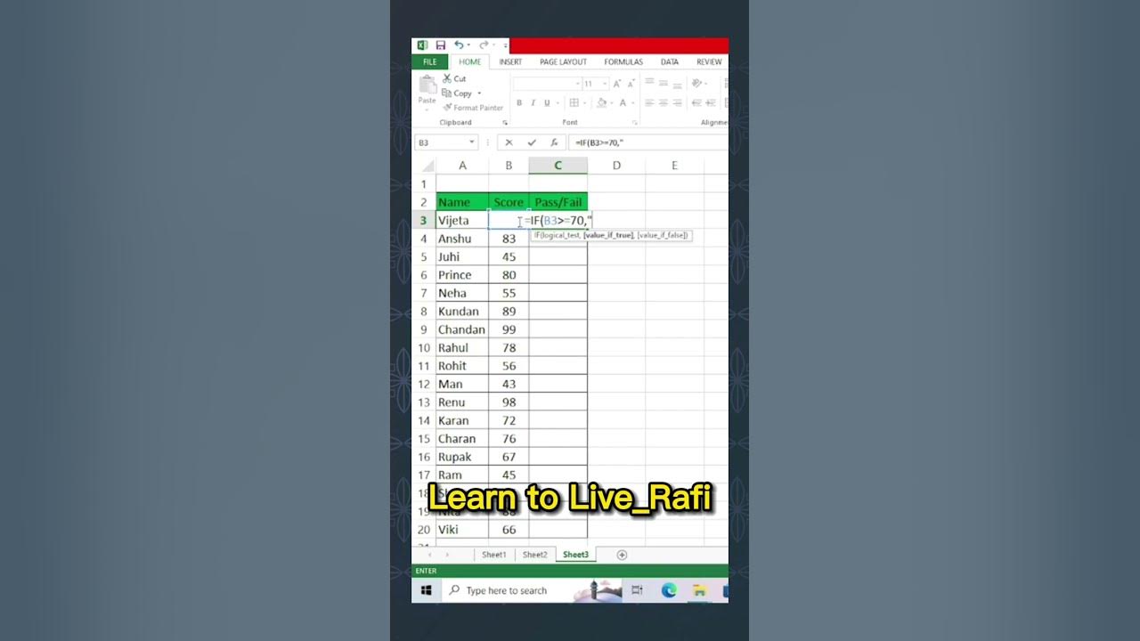 How to use IF Function In excel || Learn to Live_Rafi - YouTube