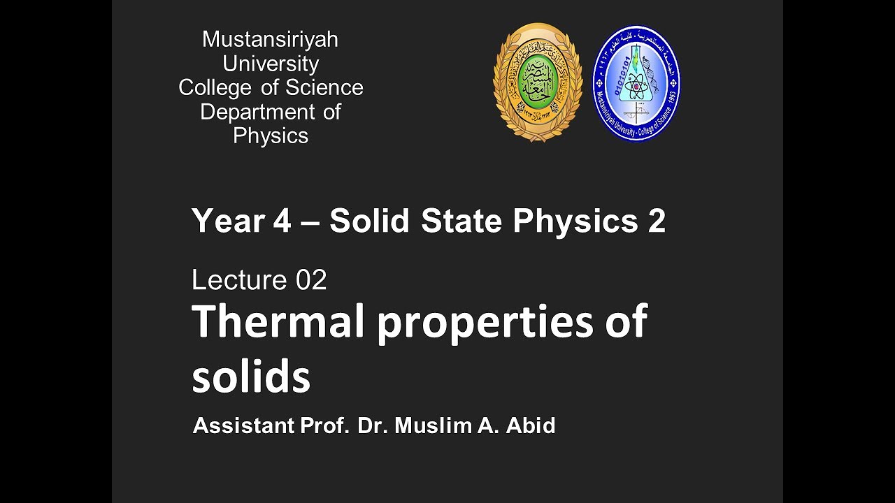 Year 4 – Solid State Physics 2- Lecture 02 - YouTube
