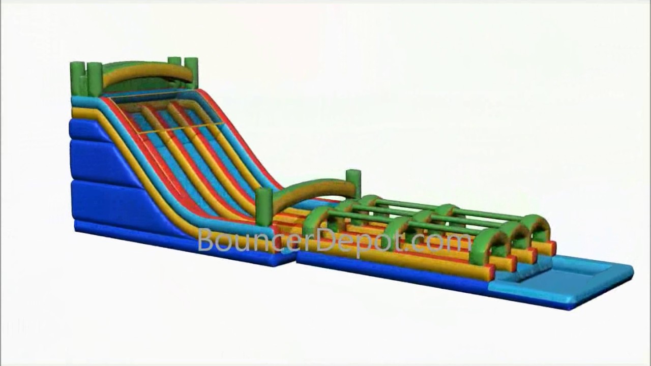 22 Ft Triple Lane Water Slide And Slip With Pool 2106 - YouTube