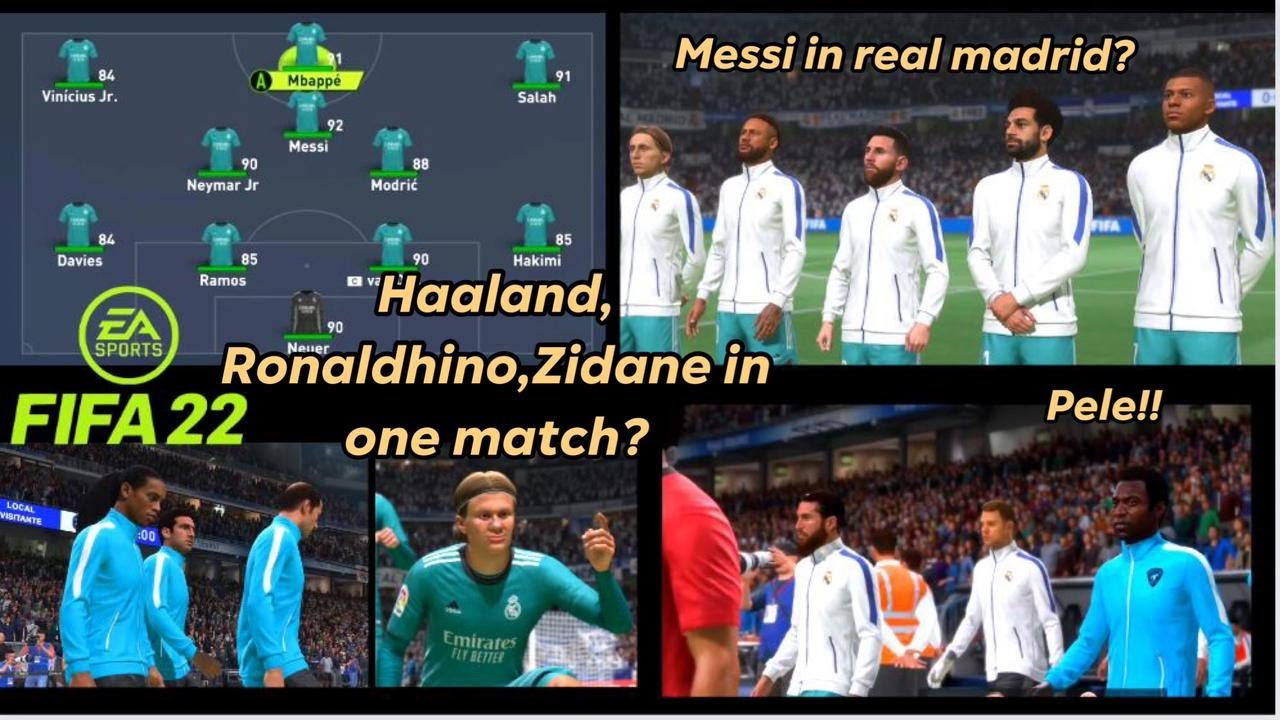FIFA 22 BEST XI VS LEGENDS XI GAMEPLAY| MESSI IN REAL MADRID? | HAALAND ...
