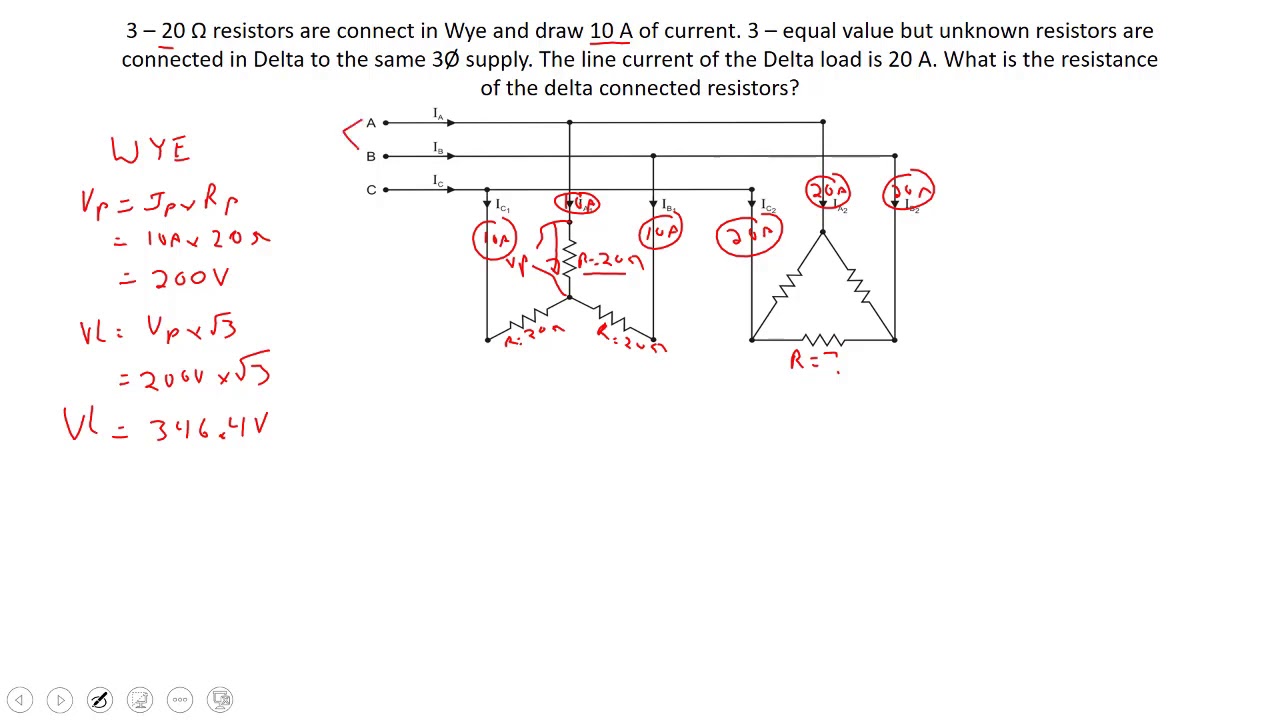 Wye Delta Practice Problem 1 - YouTube