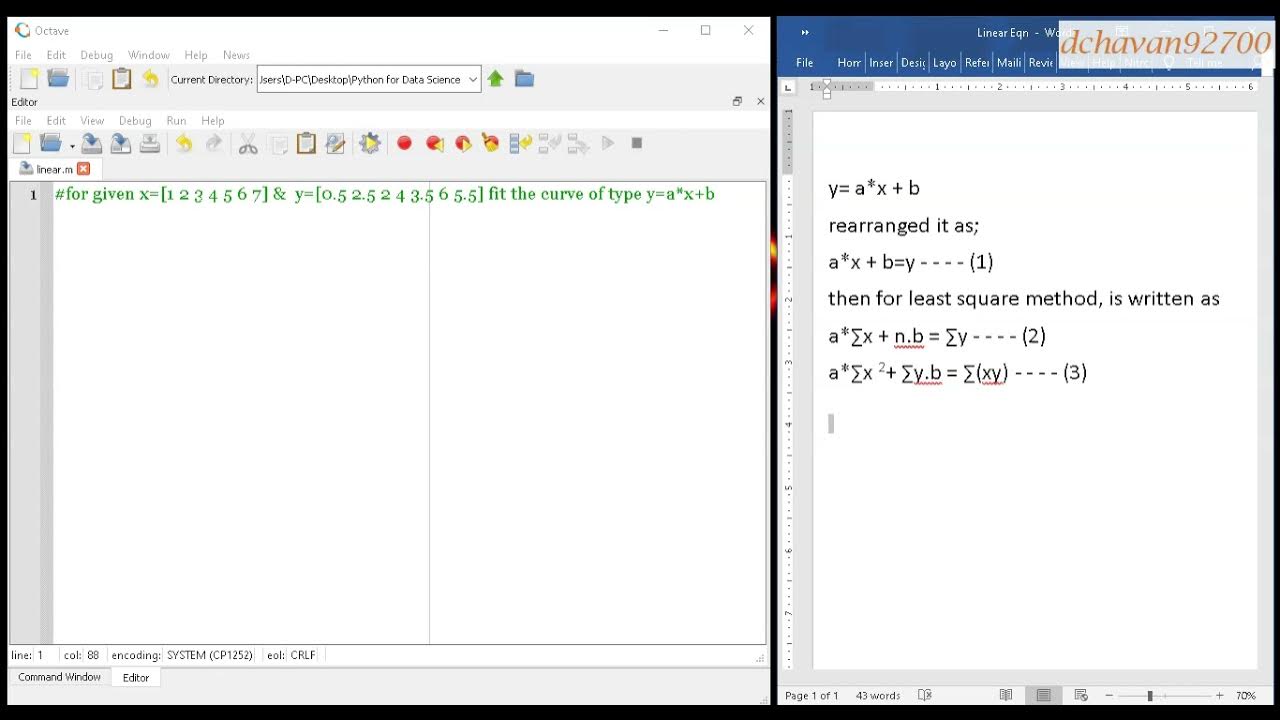 Linear Curve Fitting Using Octave Or Matlab Youtube