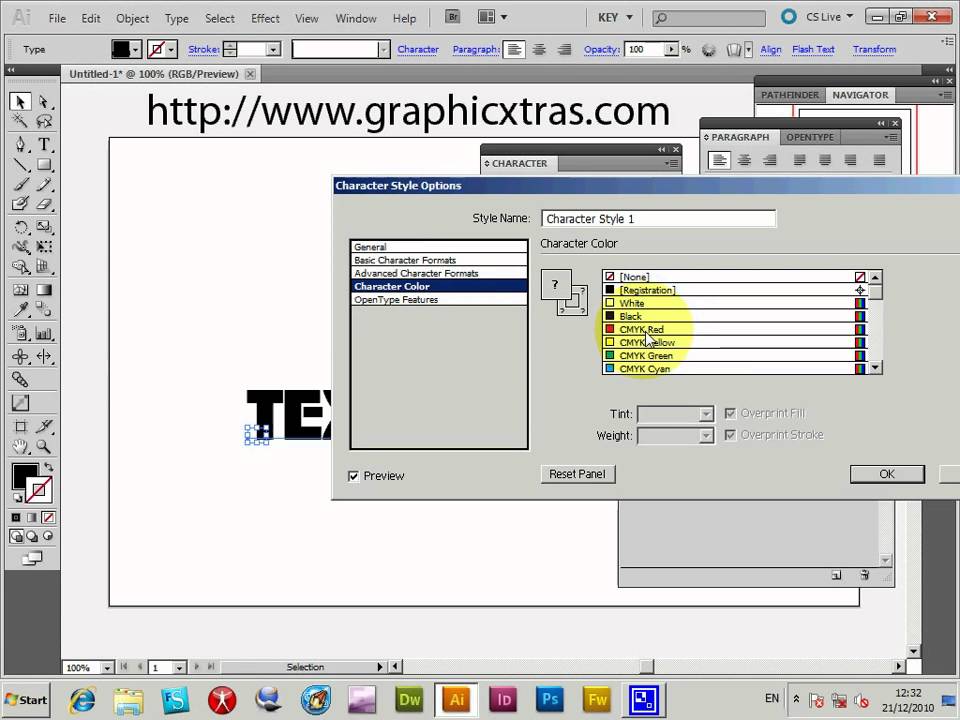 Tutorial: Type text and character styles in Illustrator CS5 - YouTube