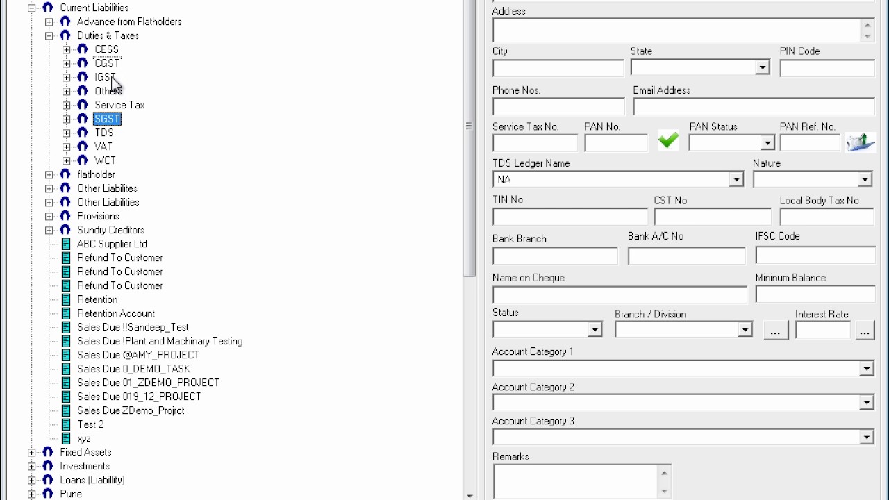 Highrise 05 Accounts Module Creating GST Ledger - YouTube