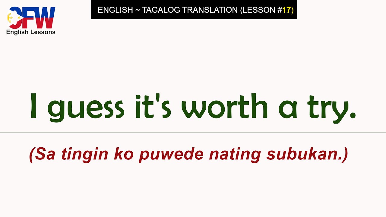 English-Tagalog Translation 17 | English Speaking Practice for ...