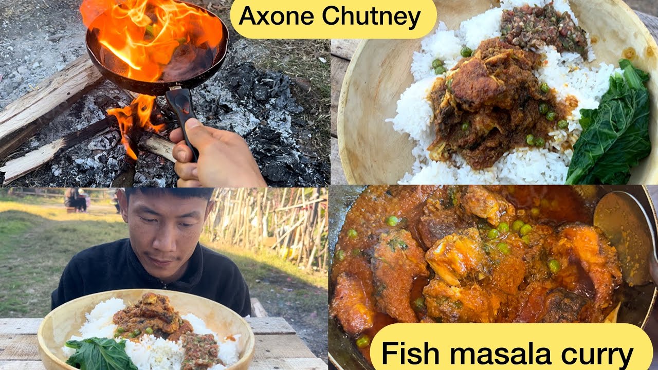 How To Cook Fish Masala With matar 🫛 Curry & Axone chutney// Mukbang ...