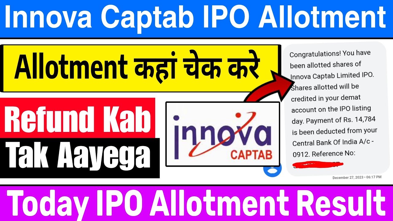 Innova Captab IPO Allotment Today | Innova Captab IPO Allotment Result | #ipo - YouTube