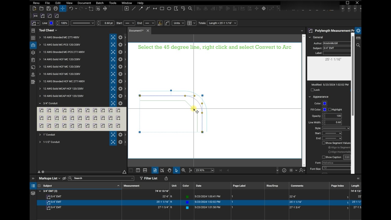 Bluebeam Revu Electrical Conduit Arc Tool - YouTube