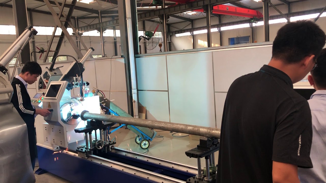 Twin head pipe end cone head welding machine - YouTube