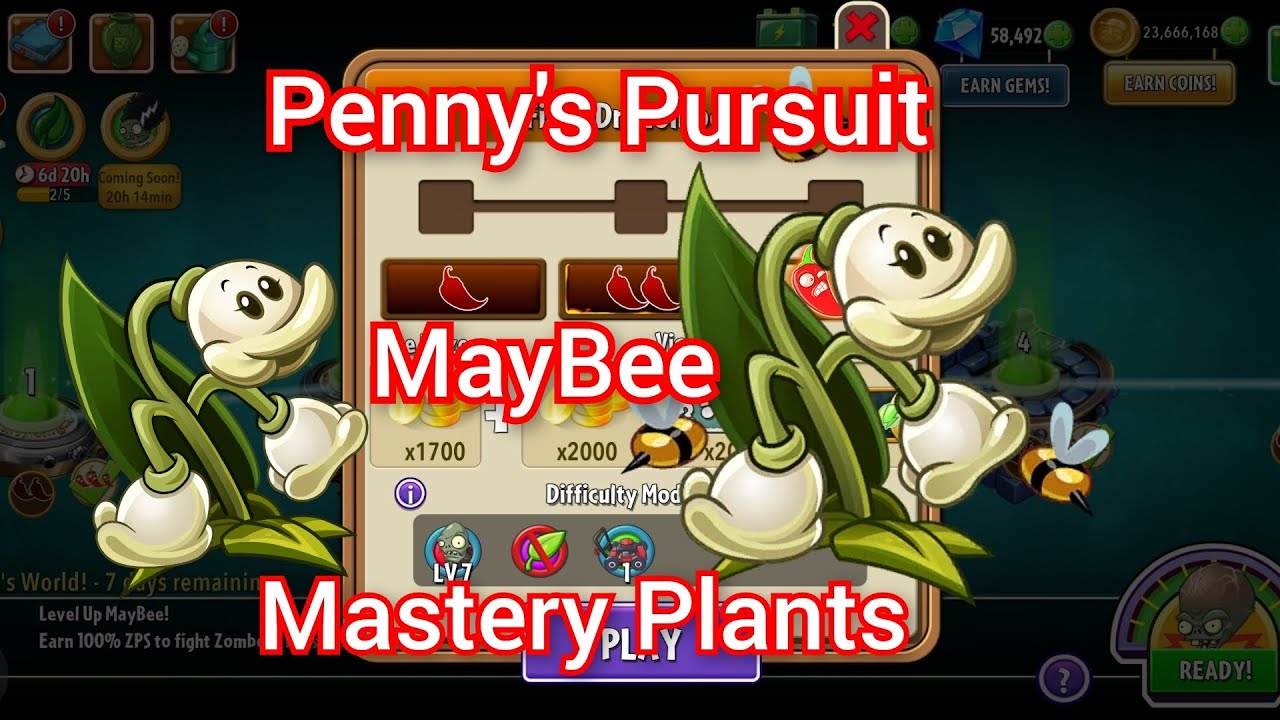 Penny's Pursuit MayBee,Plants vs Zombies 2,Mastery Plants - YouTube