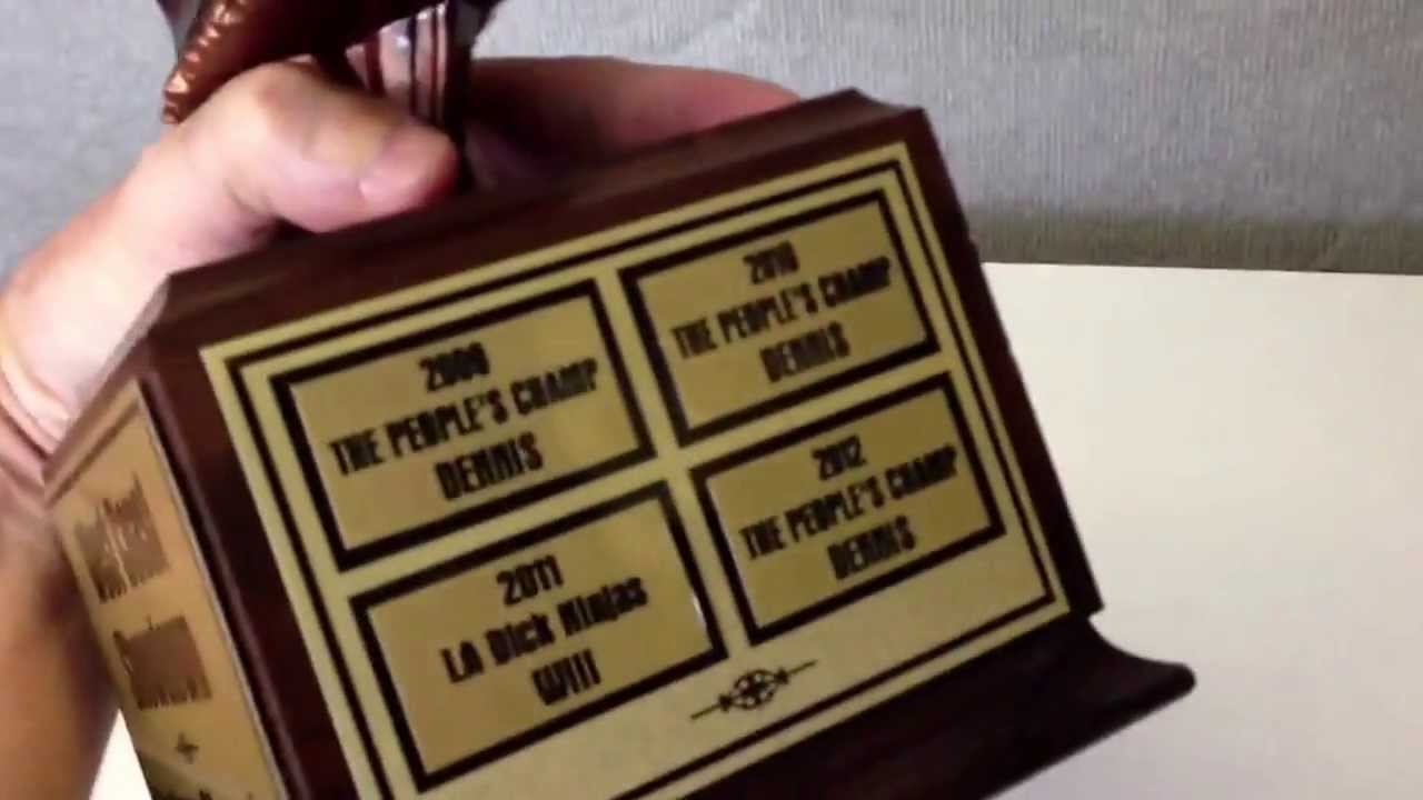 Review of a large couch fantasy football perpetual trophy. - YouTube