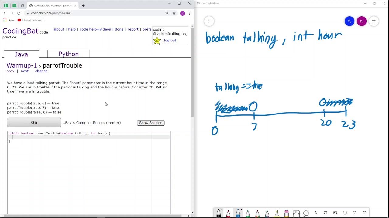 Warmup-1 (parrotTrouble) Java Solution || Codingbat.com - YouTube
