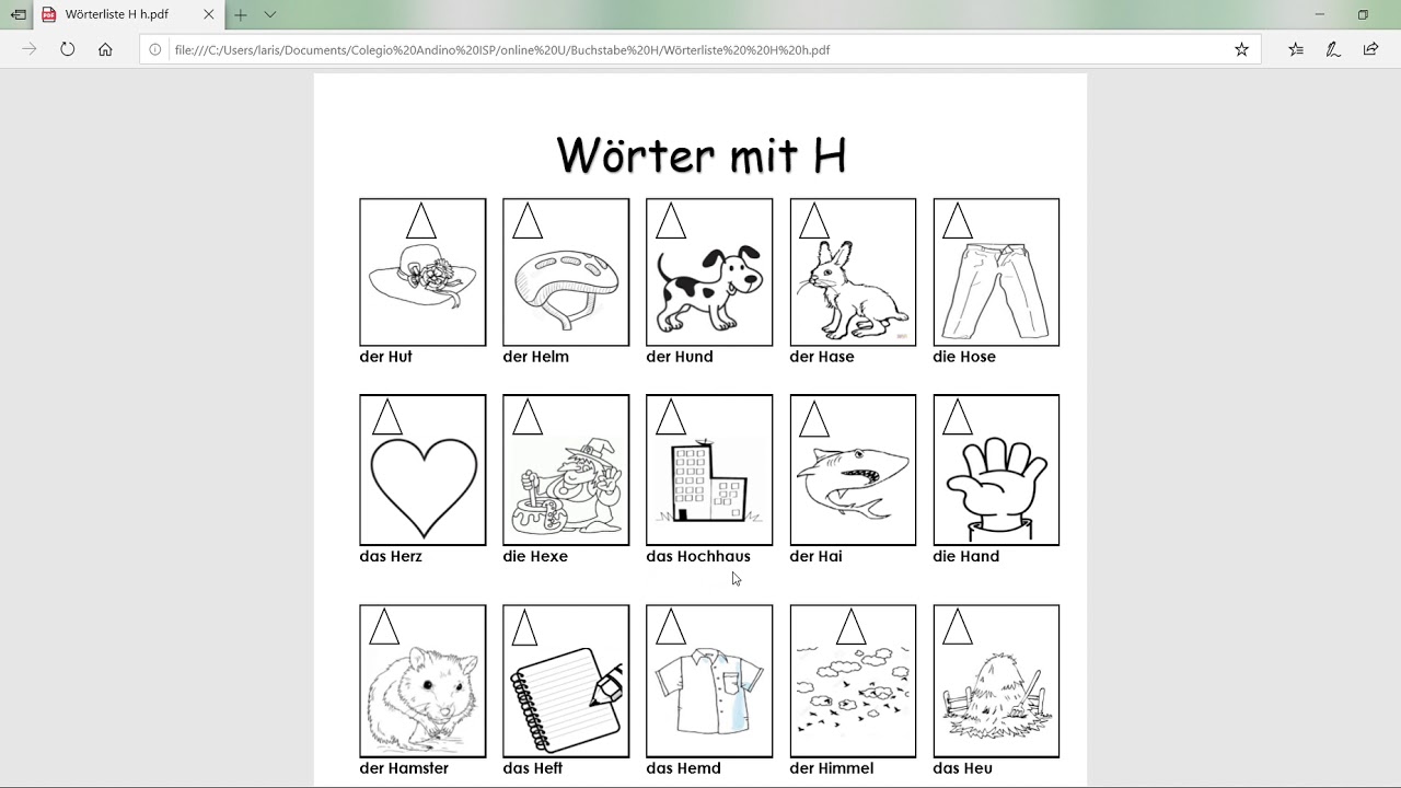Wörterliste H - YouTube