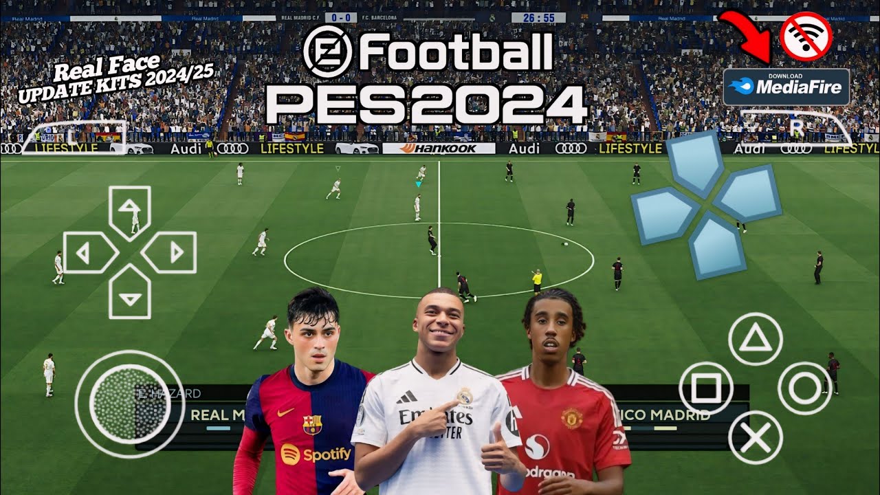 efootball PES 2024 PPSSPP Update Transfer Real Faces New Team & Kits ...