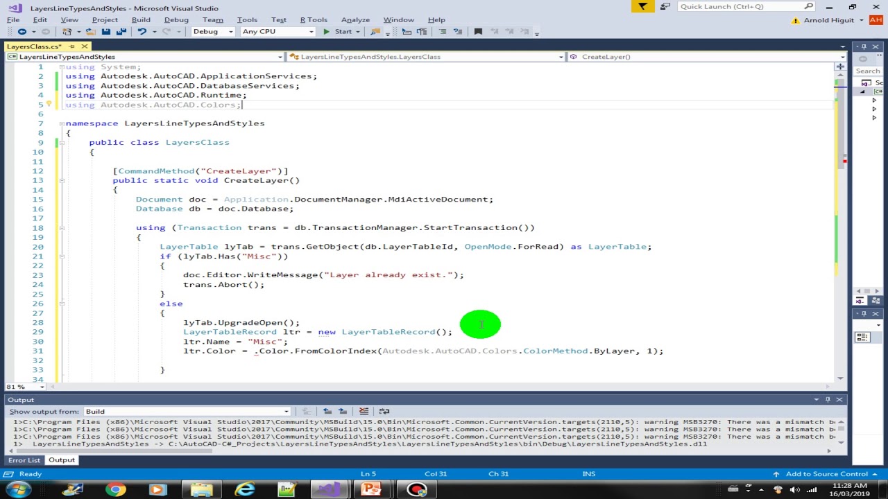 Creating a Layer in AutoCAD using C# (S7 - 3) - YouTube