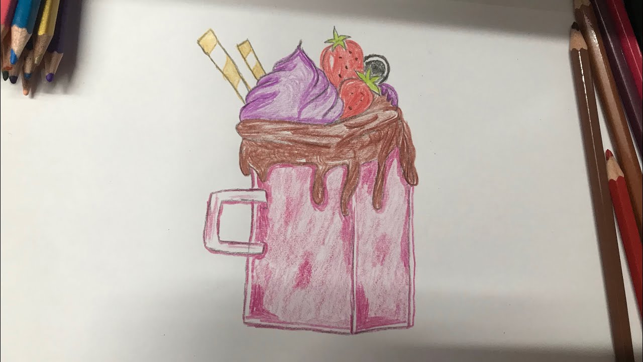 How to draw milkshake/ice cream milkshake shake drawing - YouTube