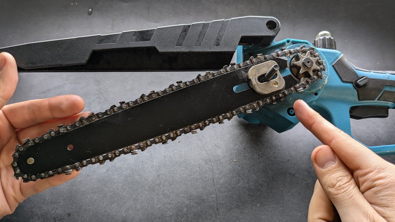 How to Install Chain on a Mini Chainsaw / Cordless Pruning Saw - YouTube