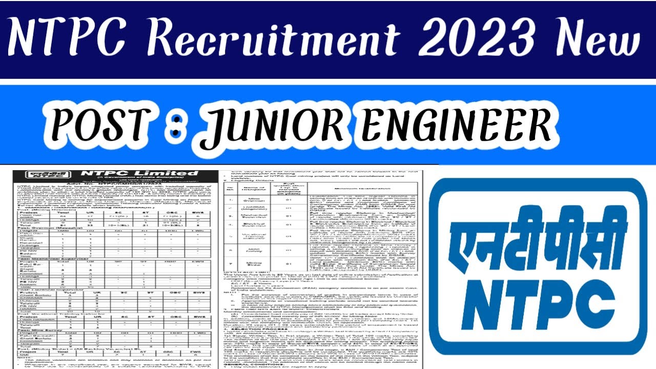 NTPC JE recruitment 2023 | ntpc job 2023 | - YouTube