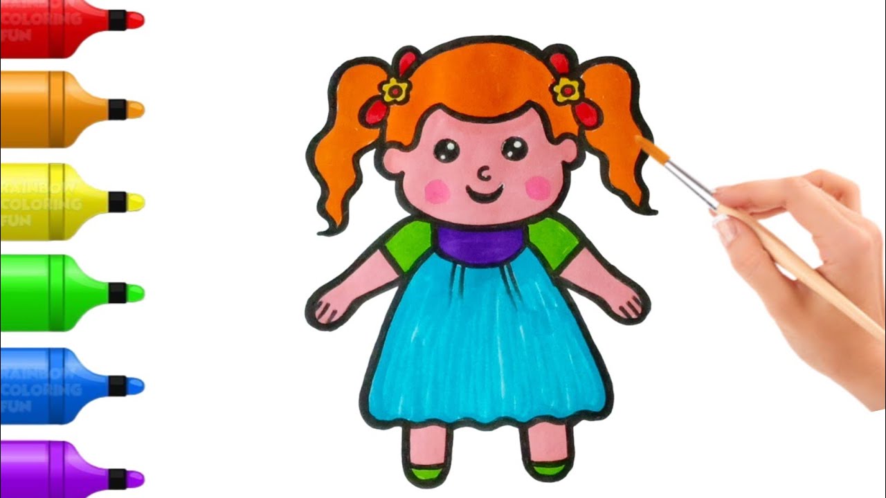 How to draw Cute Doll 🎎 || Cute Doll Drawing and Coloring 🌈 for Kids ...