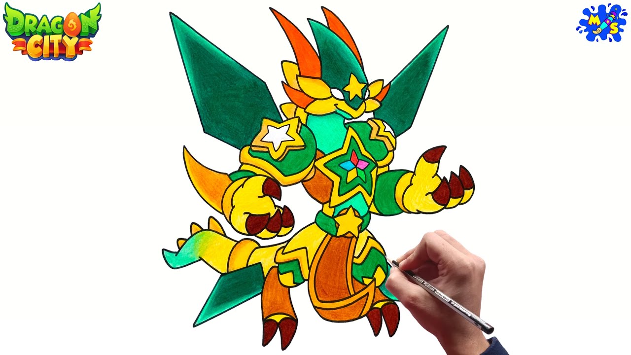 How to draw High Five Dragon from Dragon City - YouTube