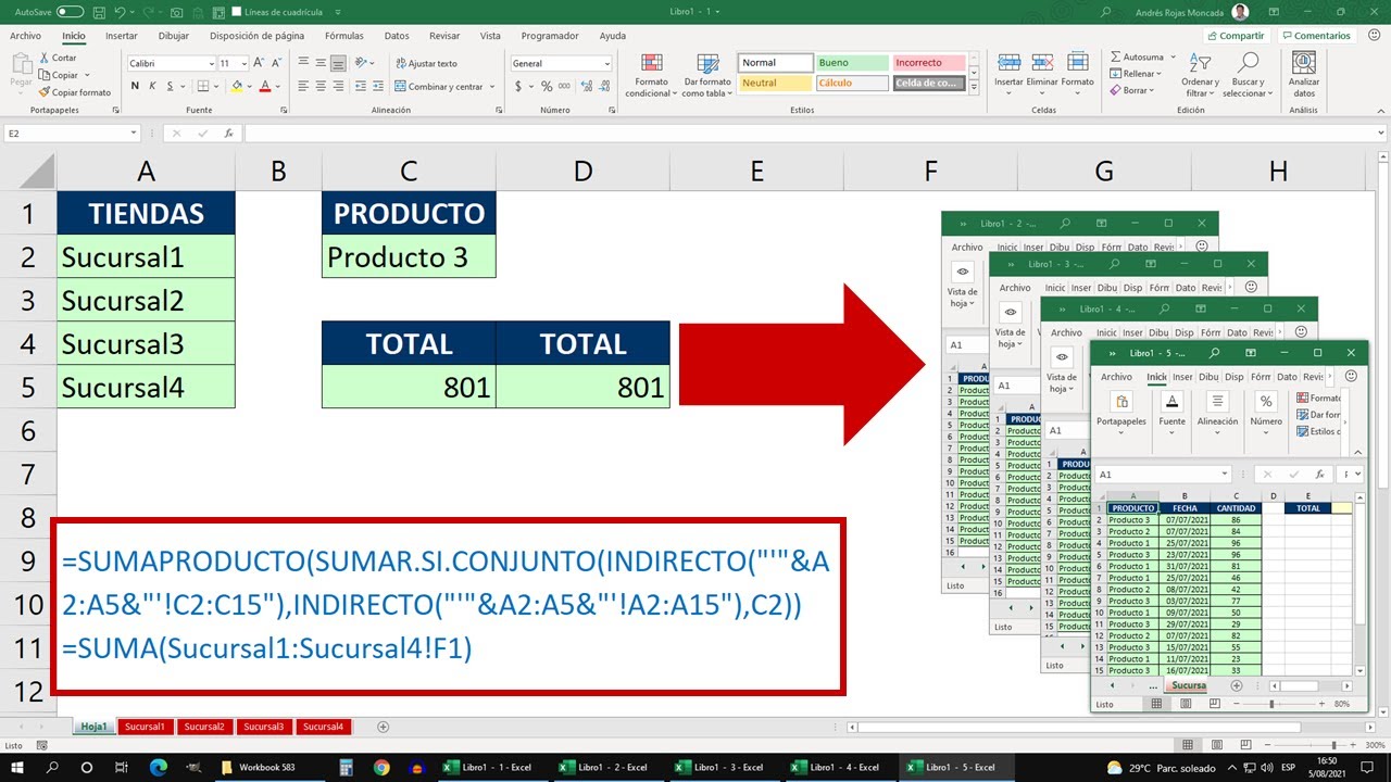 REFERENCIAS 3D en Excel para Funciones que operan con Criterios en Múltiples Hojas - YouTube
