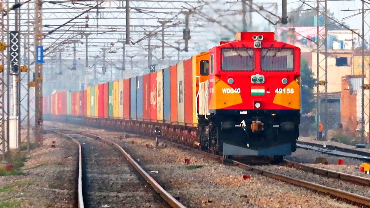 Colourfull Train with Highspeed WDG4G || Speedy Containers Train ...