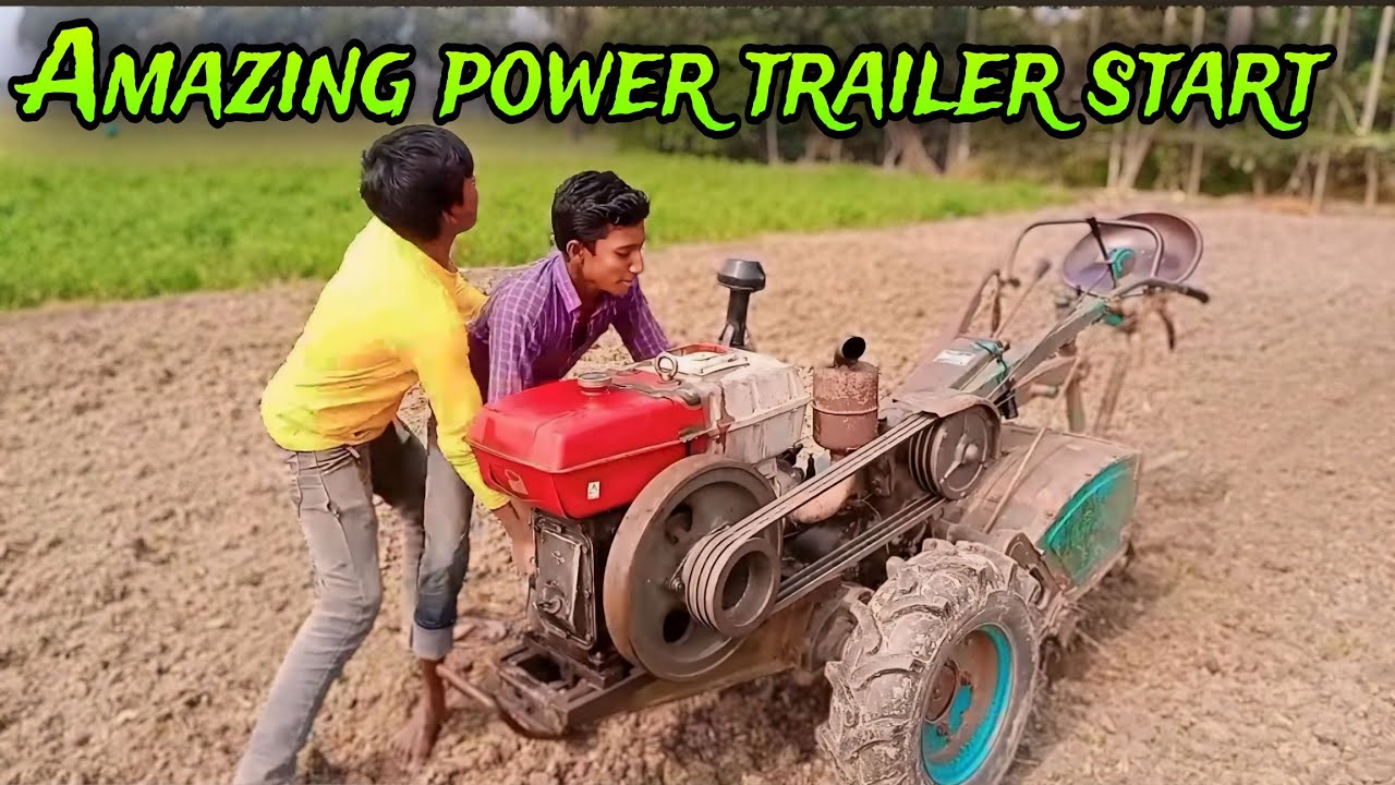 Amazing power tiller engine starting techniques - Amazing machine start ...