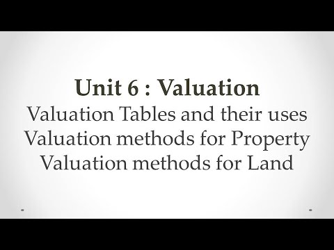ECV - Lecture 32 -Valuation Tables, Valuation methods for Property ...