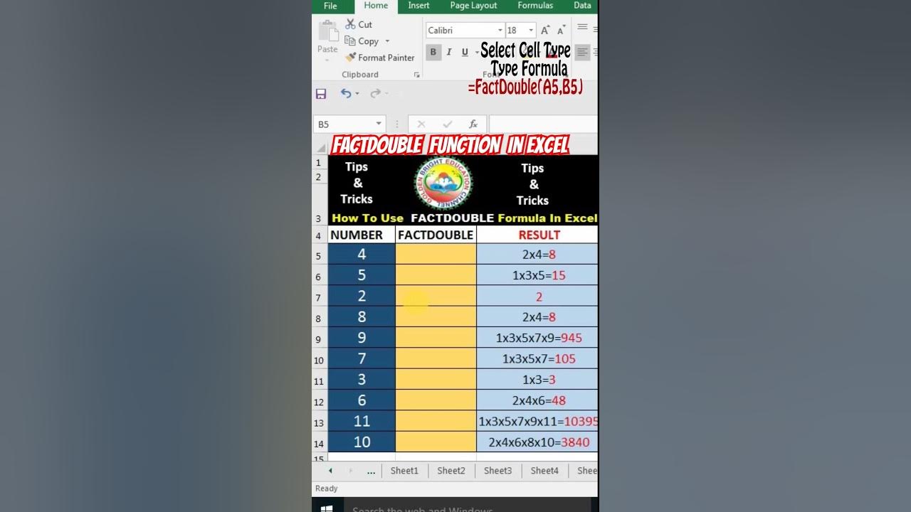 How To Use Factdoublle (Even & Odd Fact)Function In Excel.#excel #gbec76 #exceltips #exceltricks ...