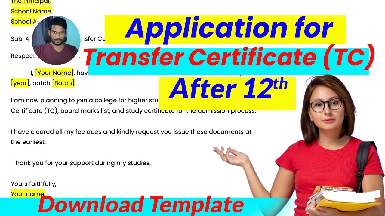 Application for TC After 12th Class | Transfer Certificate Application ...