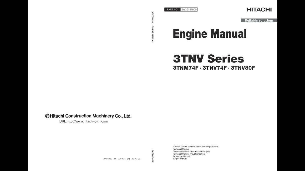 Hitachi 3TNV Series, 3TNM74F, 3TNV74F, 3TNV80F Engines Service manual ...