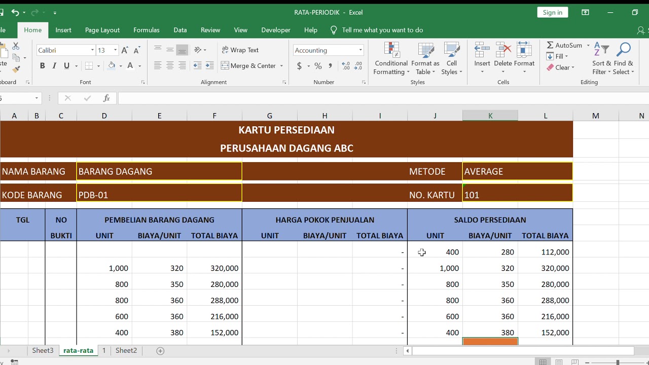 TUTORIAL SISTEM PERIODIK PERSEDIAAN RATA-RATA - YouTube