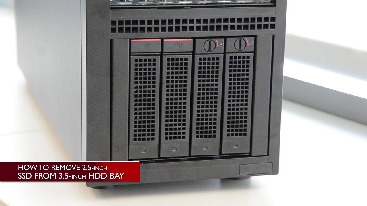 Lenovo ThinkServer TS460 removing a 2.5-inch SSD from a 3.5-inch HDD ...