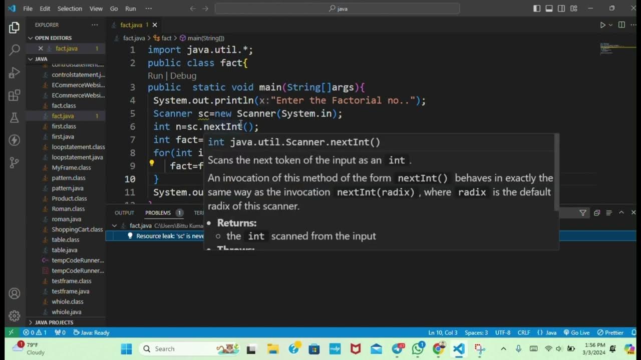 How to Fix Resource Leak Problems in Java |Resource leak: s never closed |java problem solve vs ...