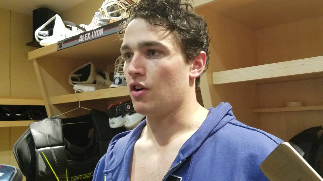 Alex Lyon Post-Game 10/22 - YouTube