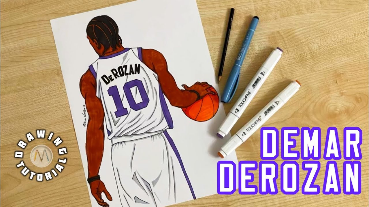 How to draw Demar Derozan easy / How to draw NBA player Sacramento ...