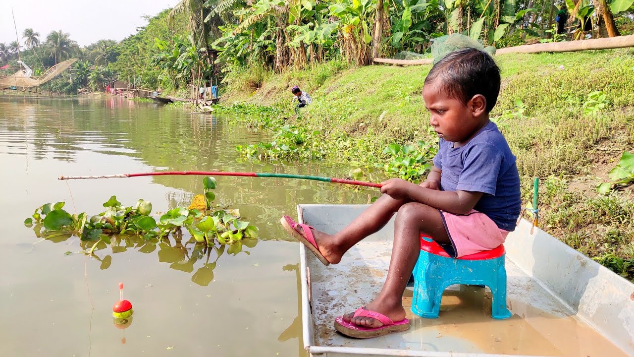 Best Hook fishing 2021 |Little Boy hunting fish by fish hook From ...