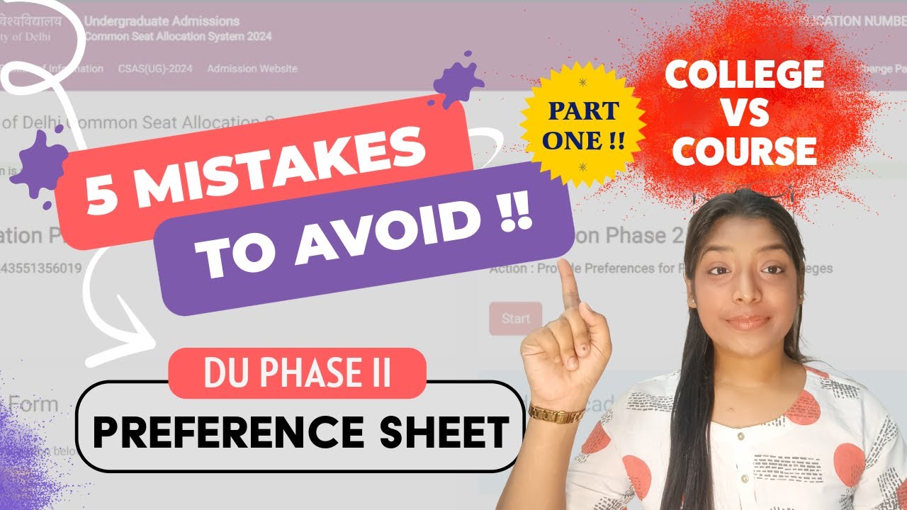 BEST Preference List for DU (all courses) DU CSAS Phase 2 | How to make ...
