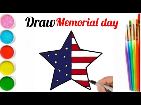 How to draw a star US flag/memorial day drawing for kids/Kids drawing ...