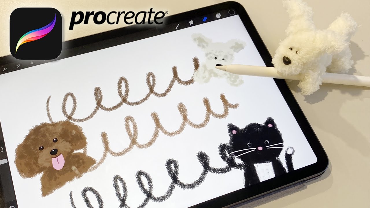 Procreate 프로크리에이트 크레파스 브러쉬 공유 강아지 고양이 그림 그리기 │ Draw With Me Youtube