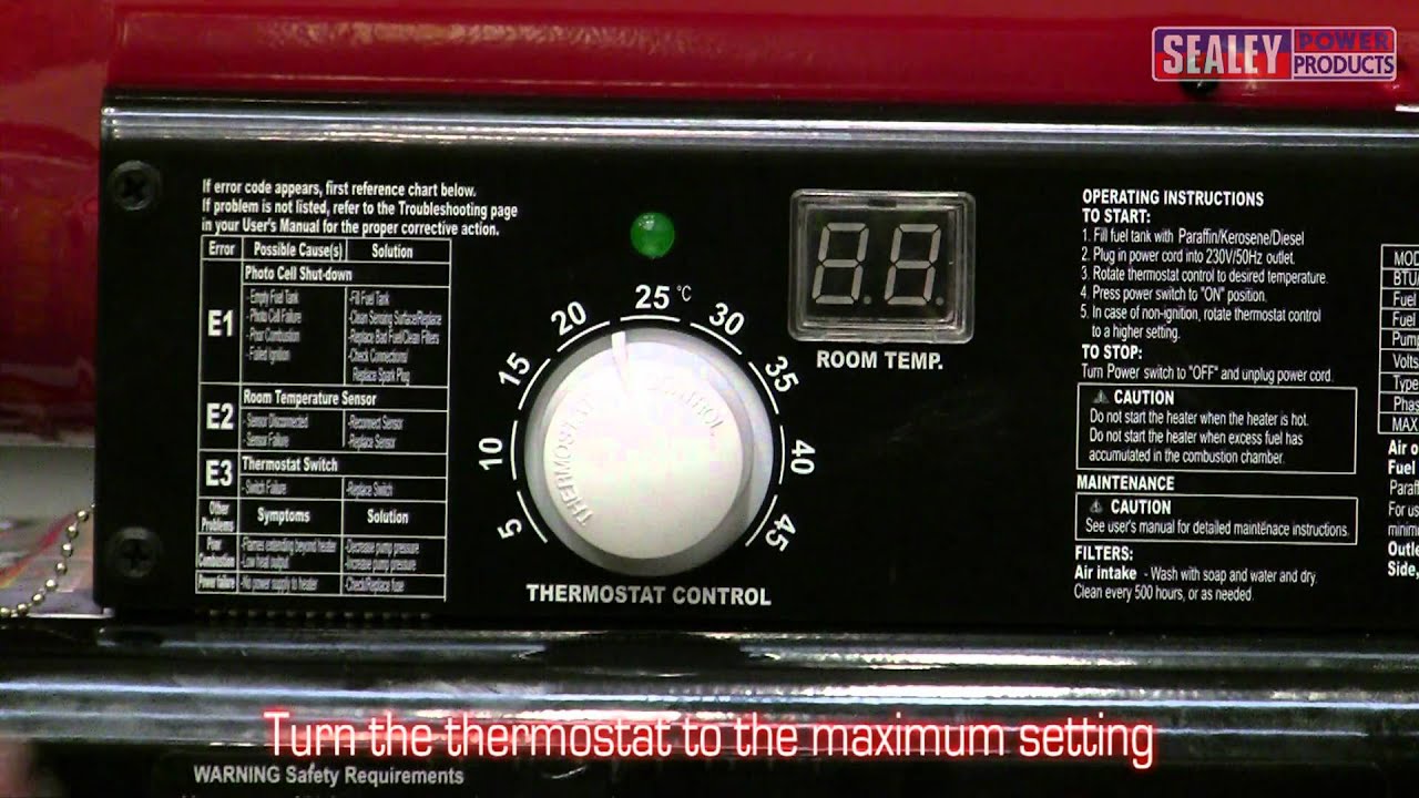Sealey Space Heater Initial Setup for AB1008, AB1258, AB1758, AB2158 ...