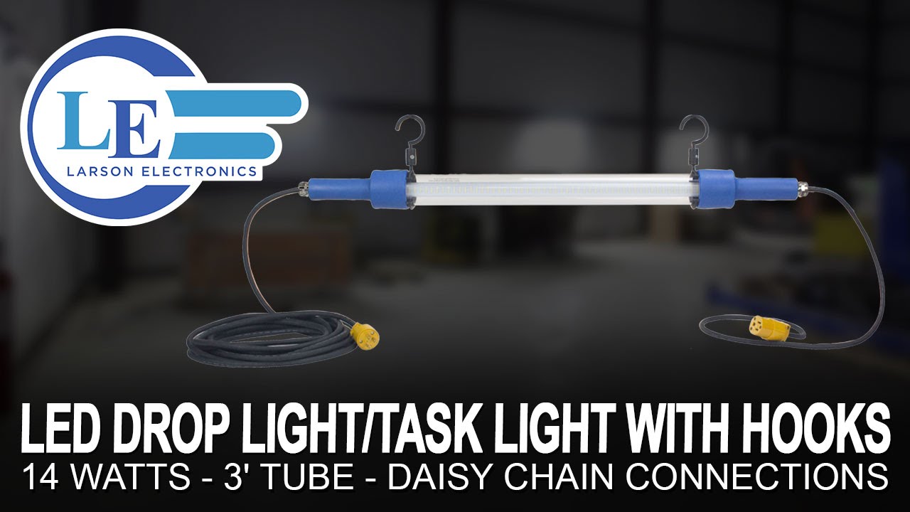 LED Drop Light/Task Light with Hooks - 14 Watts - 3' Tube - Daisy Chain ...