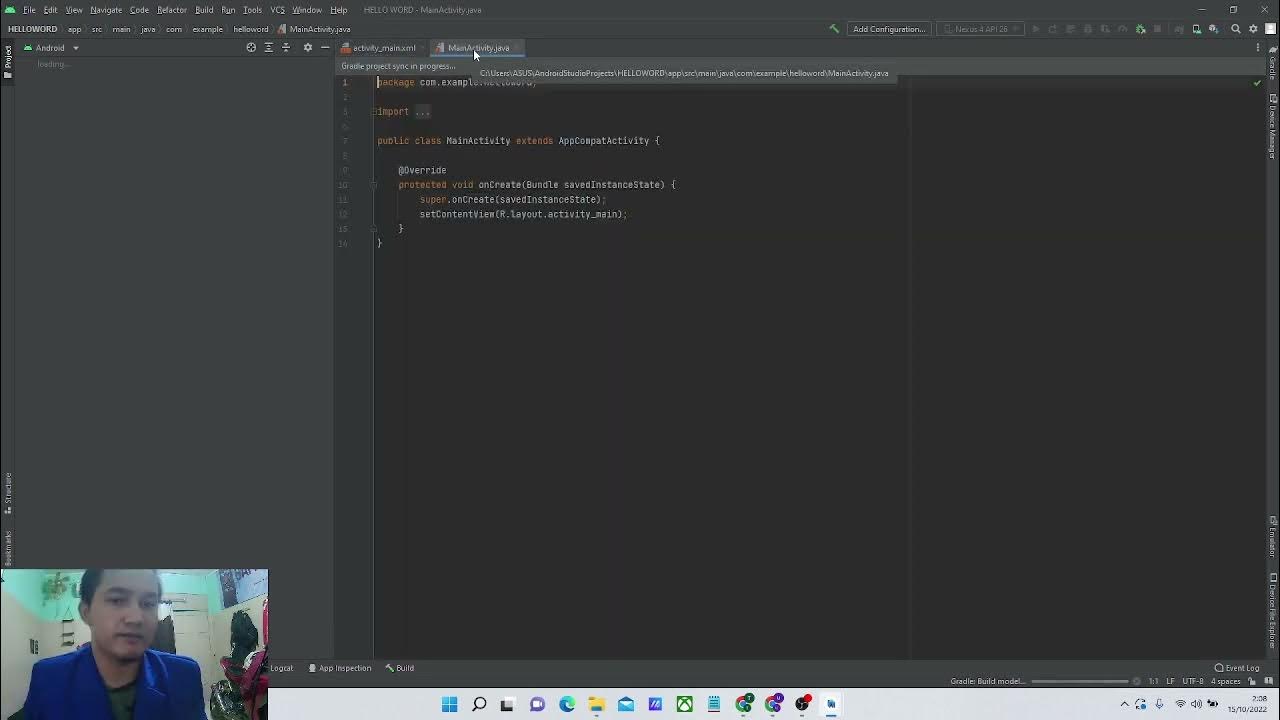 TUTORIAL CARA BIKIN PROJECT HELLO WORLD DI ANDROID STUDIO - YouTube
