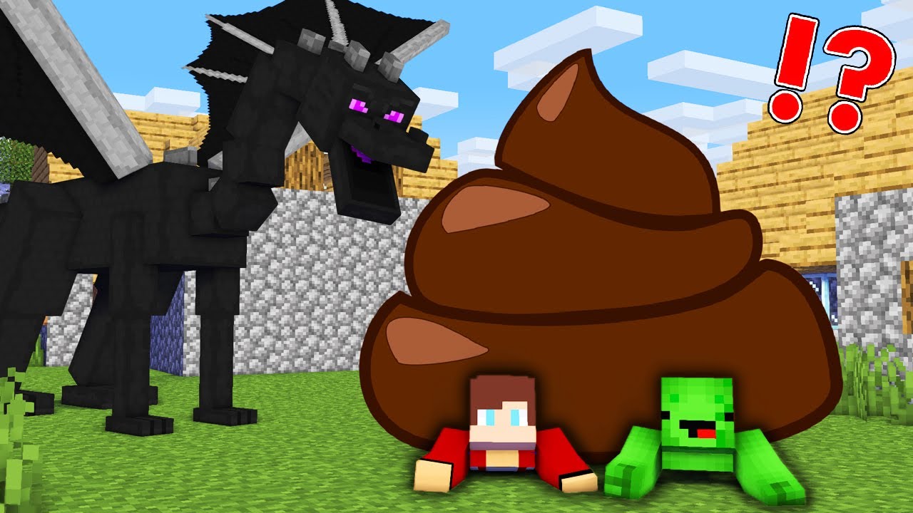 JJ and Mikey found Ender Dragon Poop in Minecraft - Maizen Parody - YouTube