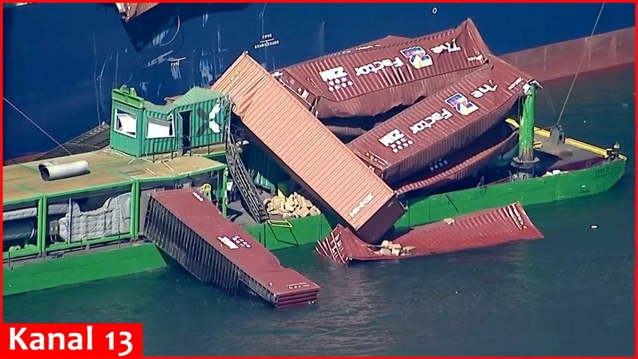 Over 60 containers fall overboard, float in water in Long Beach Port ...