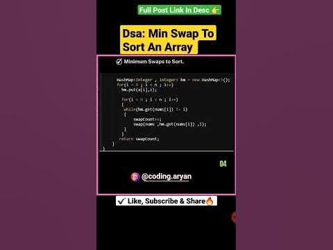 DSA PROBLEM -17 Min swap to sort an array #shorts #dsa #gfg #viralvideo - YouTube