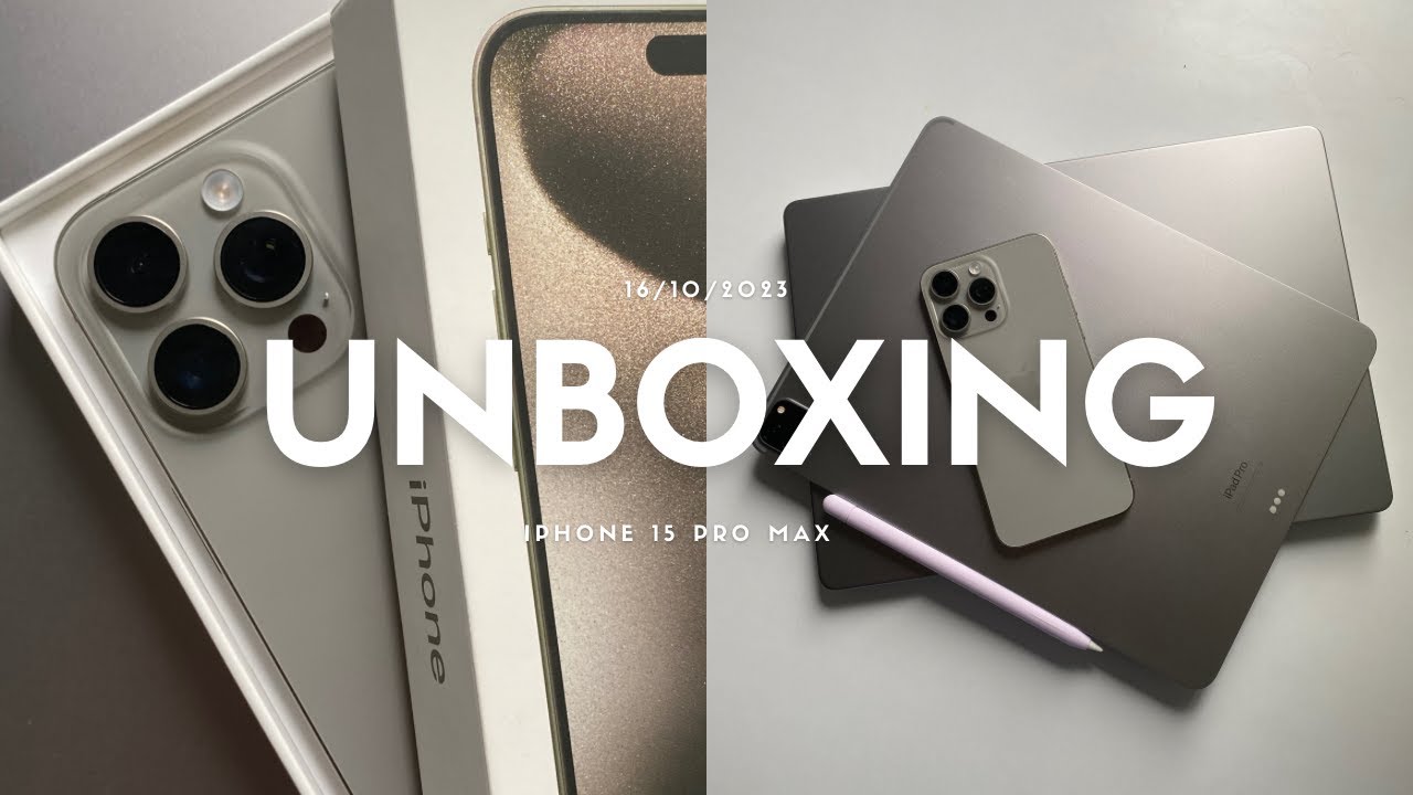 iphone 15 pro max (Natural Titanium) aesthetic unboxing | setup ...